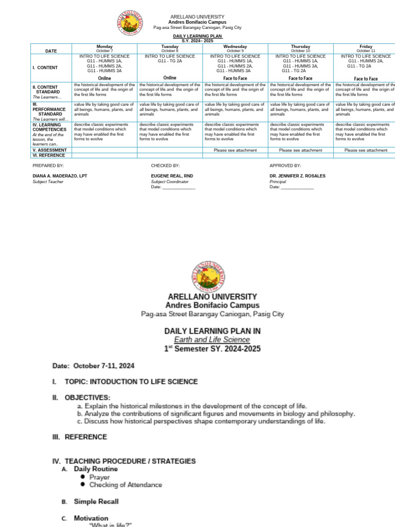 Lesson Plan-Intro To Life Science | PDF | Life | Molecular Biology