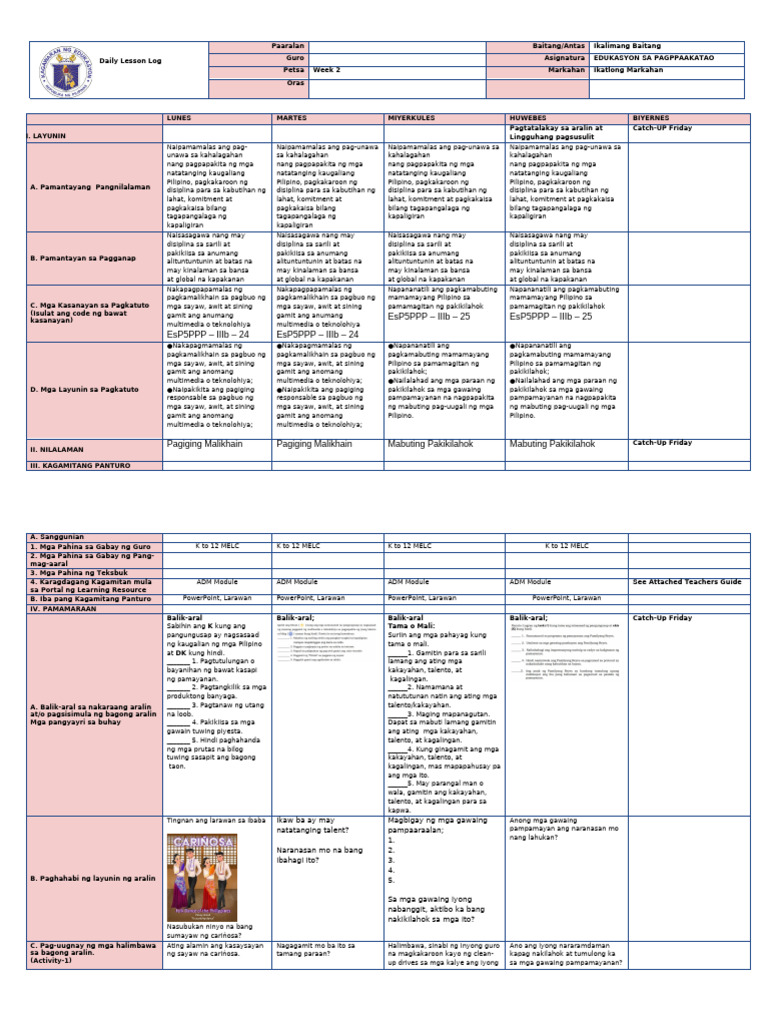 DLL Week 2-Q3 Esp | PDF
