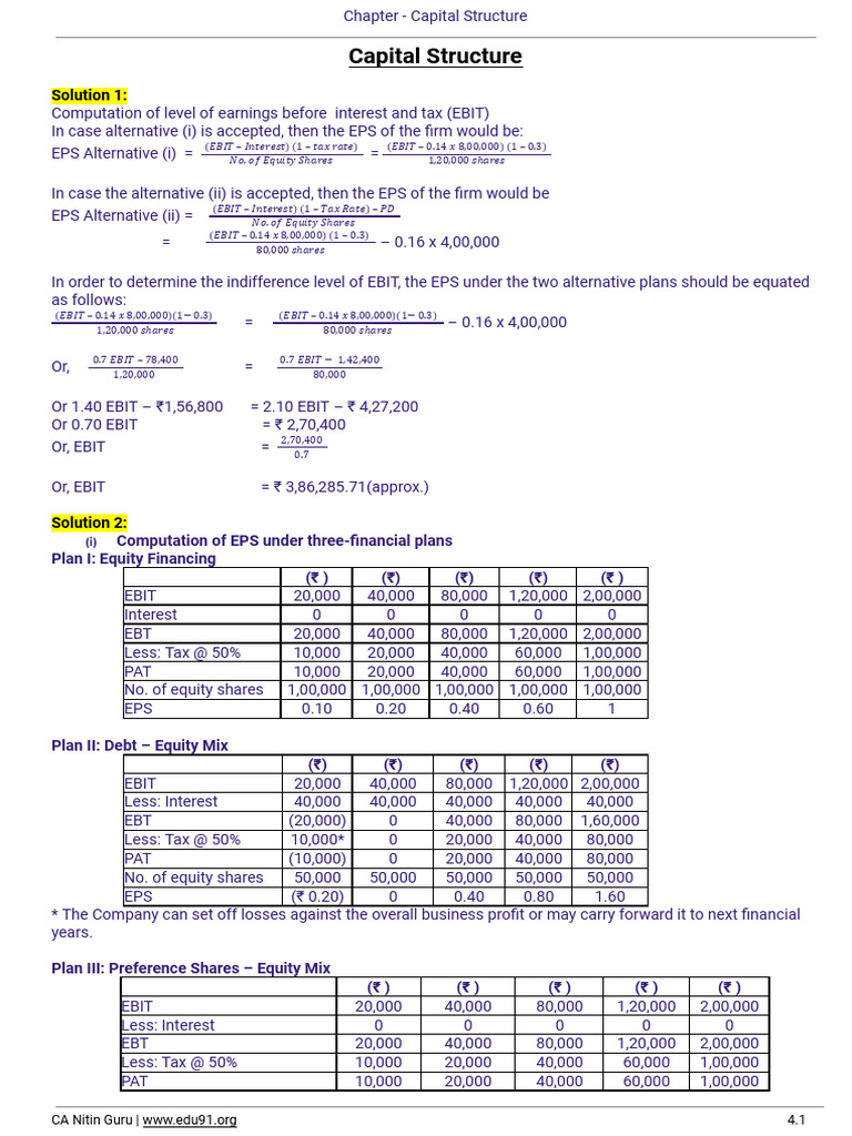 05 Capital Structure Solutions Full File (Part 1&2) | PDF | Cost Of ...
