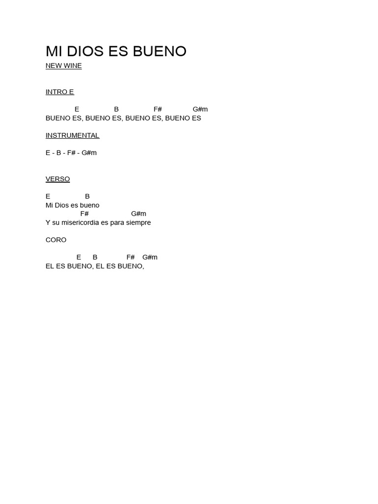 Mi Dios es Bueno - Letra y Acordes | PDF
