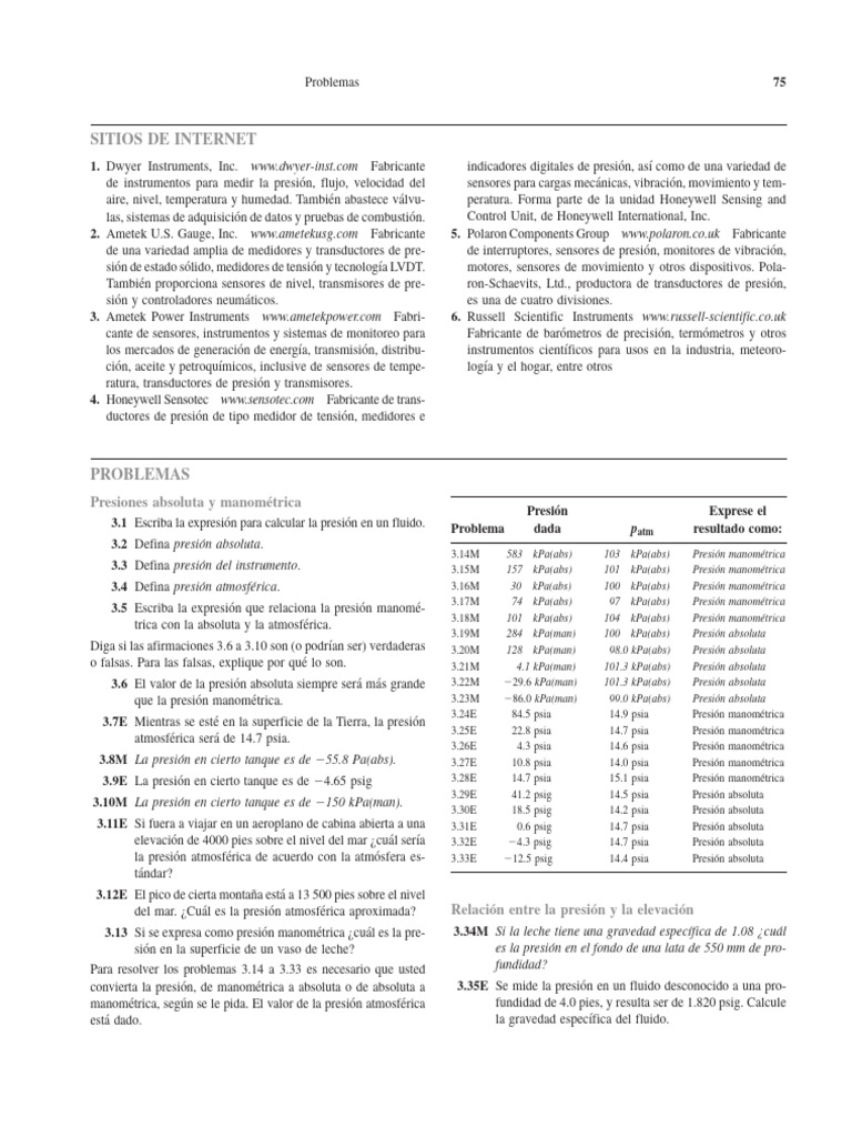 Tema 11 Ejercicios de Presion (C3) Ok | PDF | Presión | Sensor