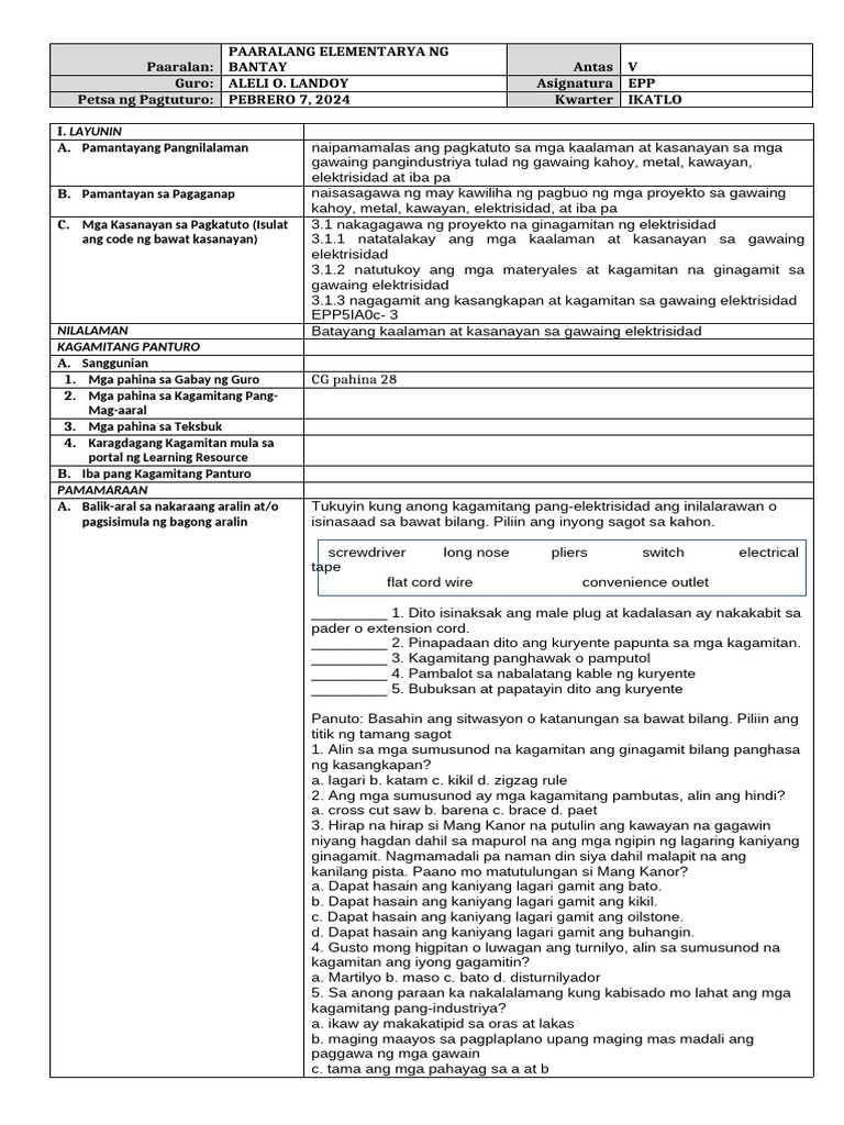DLL Epp 5 q3, w3, d1 | PDF