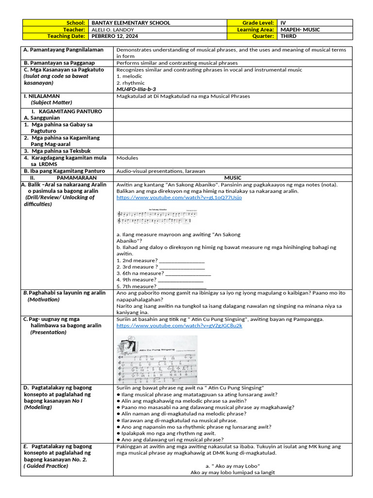DLL Mapeh 4 | PDF