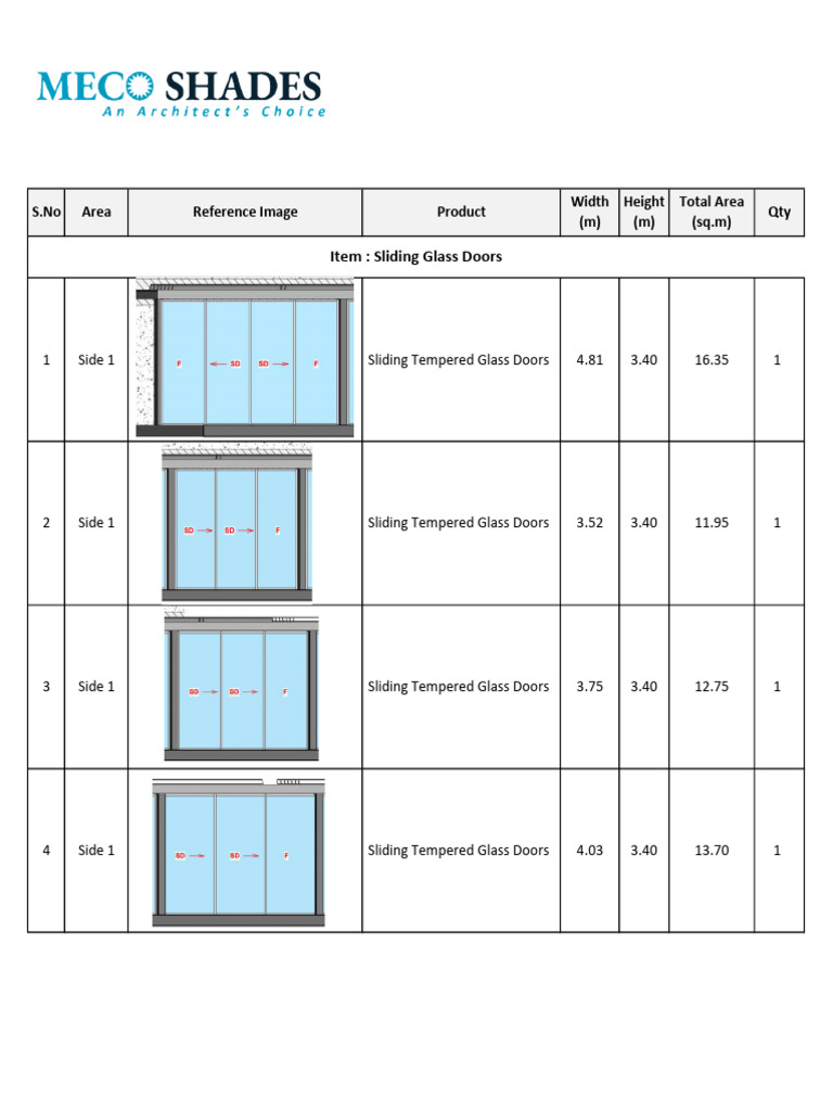 BOQ Sliding Glass | PDF