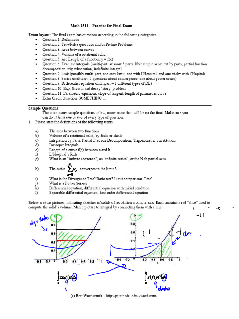 ExamFinalPracticeKey(1) | PDF | Integral | Curve