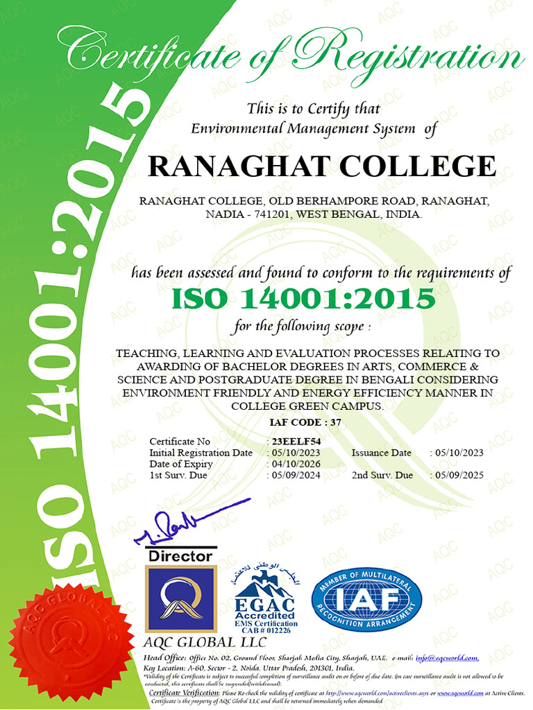 Soft Copy Ranaghat College 14001 | PDF
