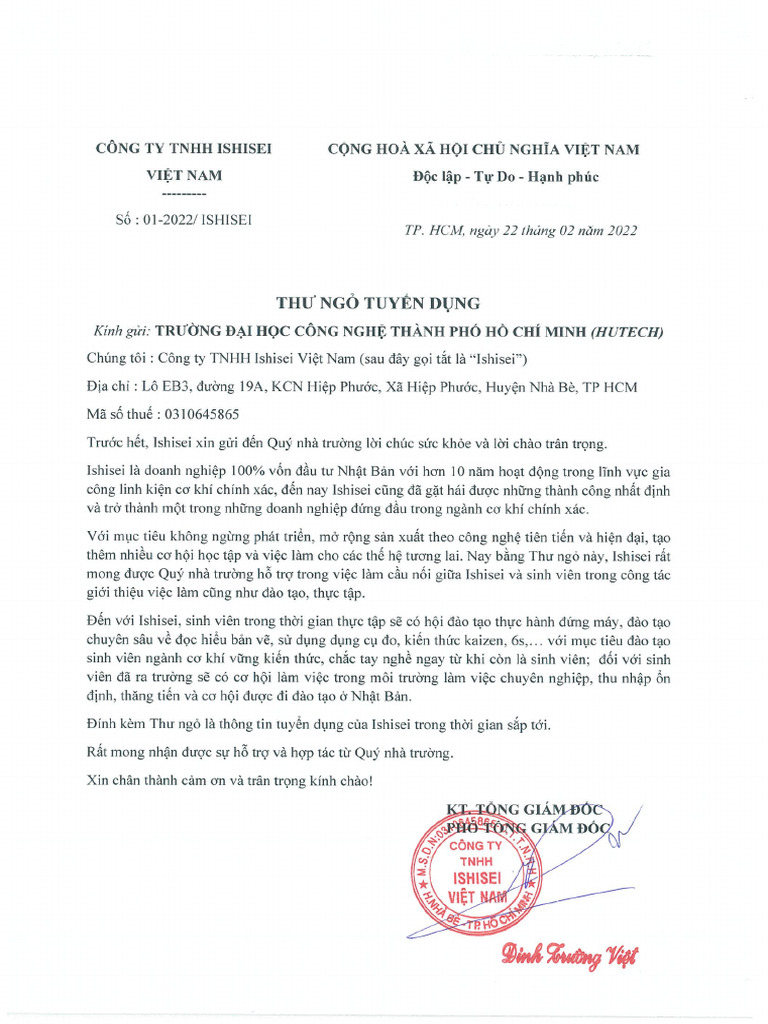 9979290thu Ngo Tuyen Dung - VI Tri Tuyen Dung - Ishisei | PDF