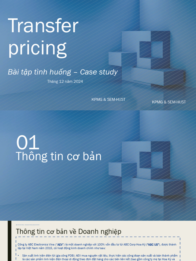 HUST - Transfer Pricing Case Study - 3 Dec 2024 | PDF