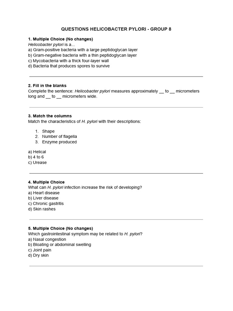QUESTIONS HP - GROUP 8 | PDF | Medical Specialties | Clinical Medicine