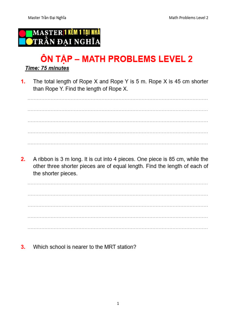 Math Problems Level 2 Practice | PDF