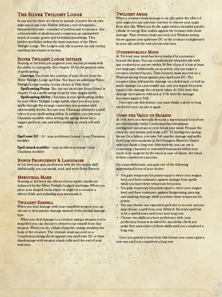 The Silver Twilight Lodge (Eldritch Society For The Magus by Sterling ...