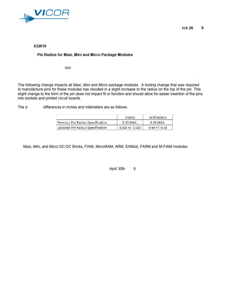 Vicor_pcn_032619a | PDF | Electrical Engineering | Electronics