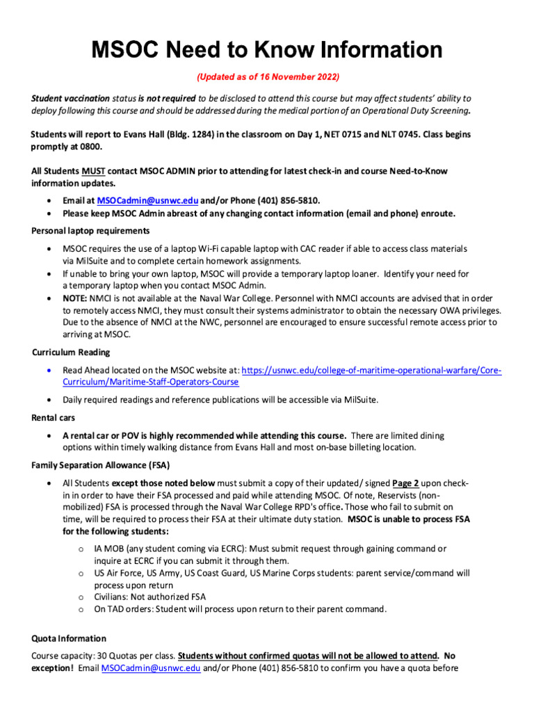 MSOC Need To Know 16 Nov 22 | PDF