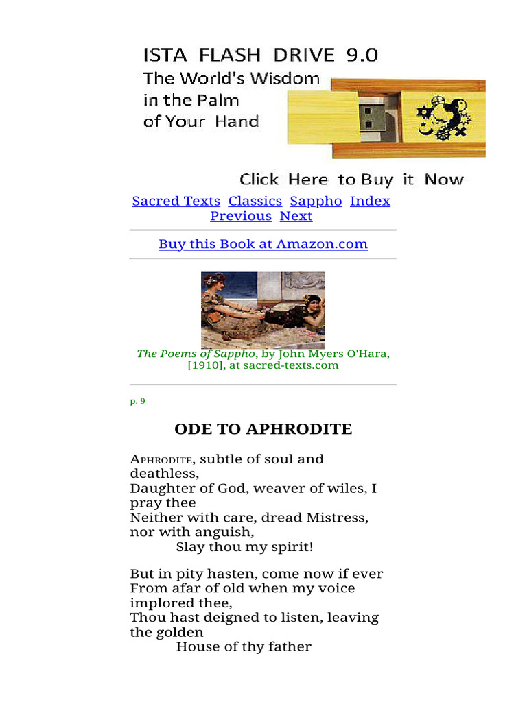 Sappho's Ode to Aphrodite | PDF