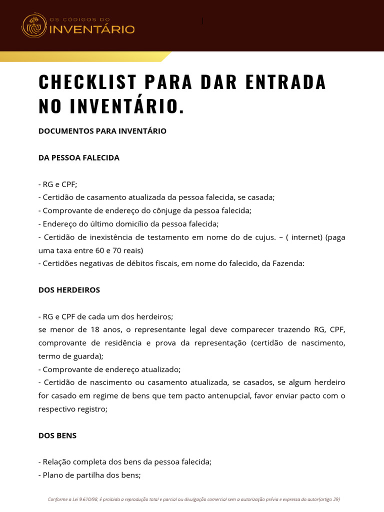 Checklist para Da Entrada No Inventário | PDF