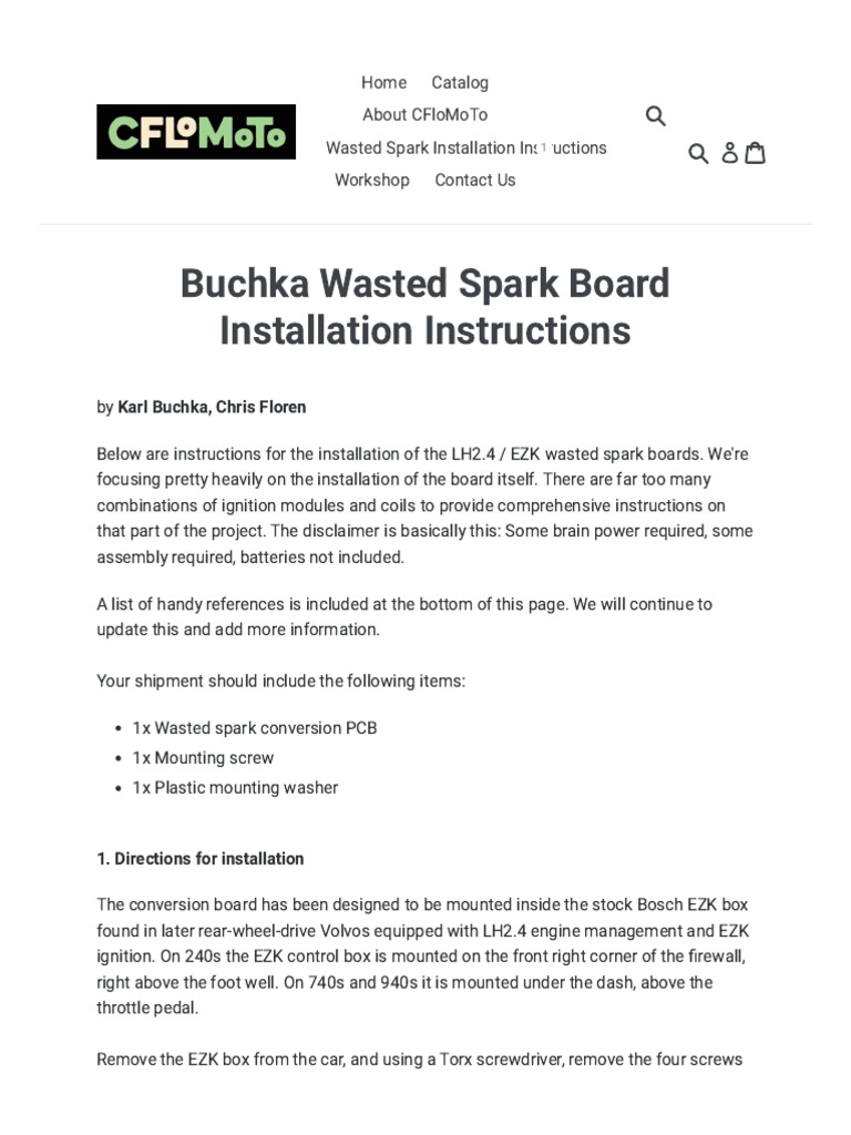 Buchka Wasted Spark Board Installation Instructions - Trekker Vans LA ...
