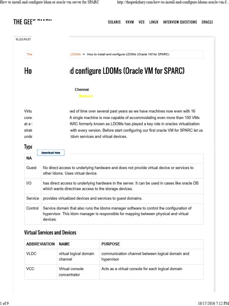 How to Install and Configure Ldom or Oracle Vm Server for SPARC | PDF | Computer Architecture ...