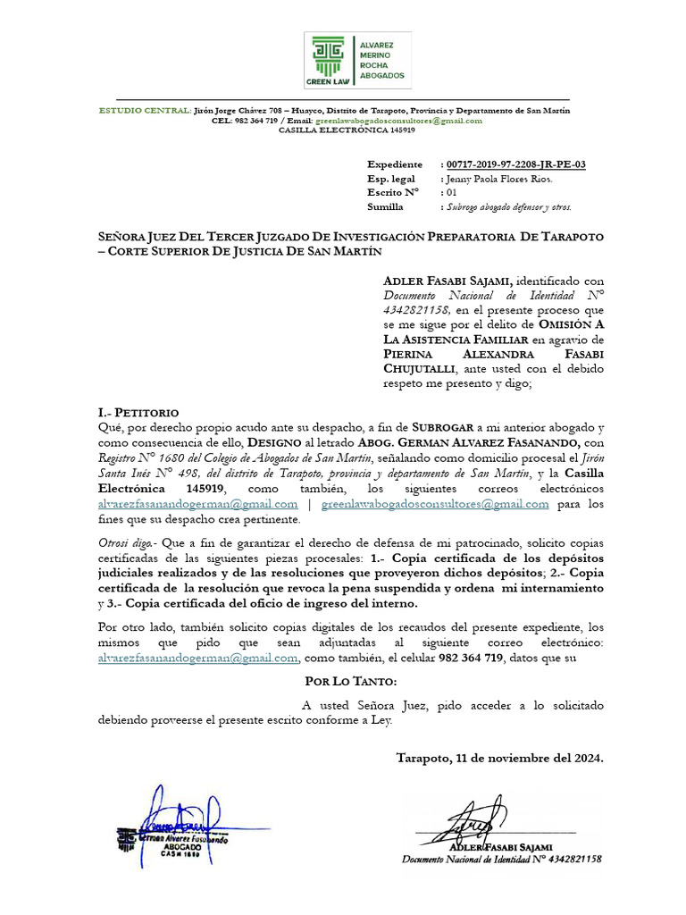 01-Pj-Adler. - Subrogo Abogado Defensor y Otros. | PDF | Gobierno | Ley Pública