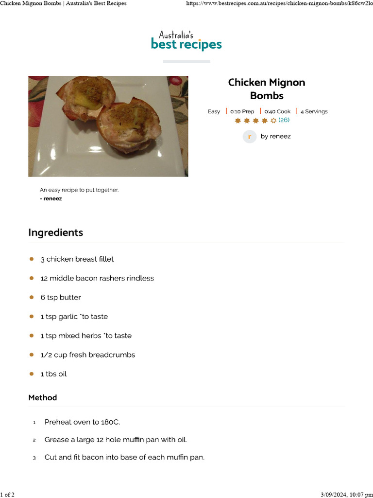 Chicken Mignon Bombs | PDF