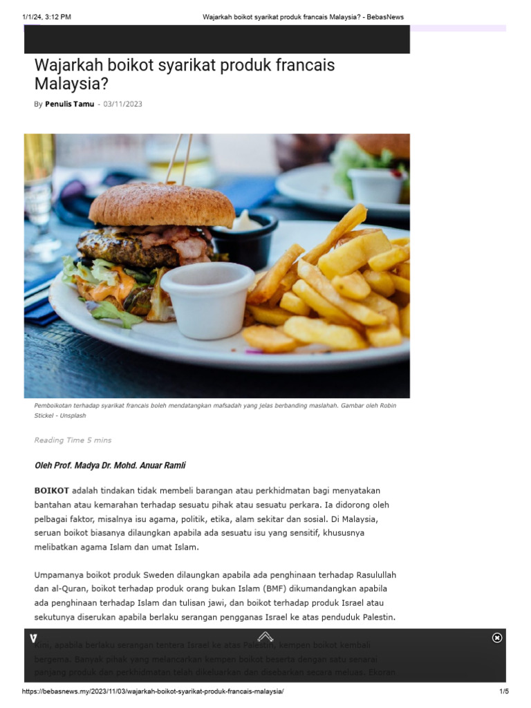Wajarkah Boikot Syarikat Produk Francais Malaysia - BebasNews | PDF