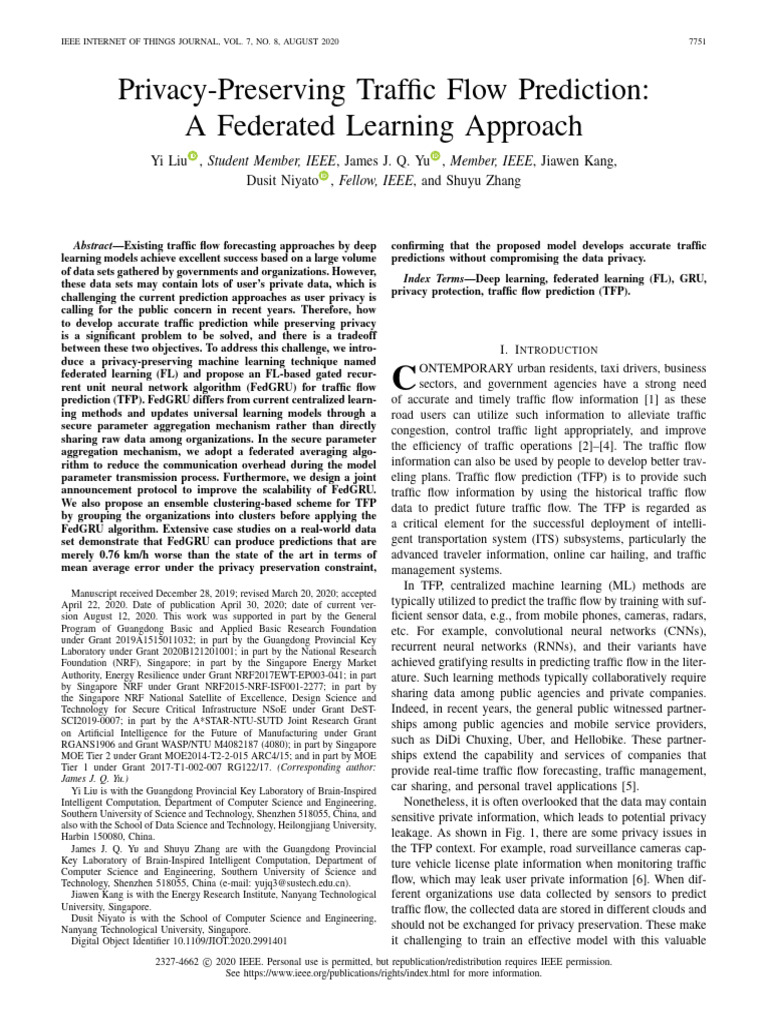 Privacy-Preserving_Traffic_Flow_Prediction_A_Federated_Learning_Approach | PDF | Privacy ...