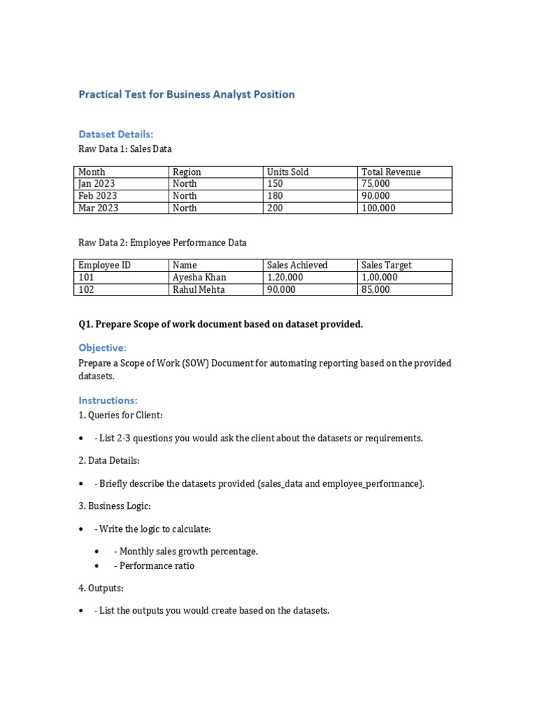 BA Test Instructions | PDF