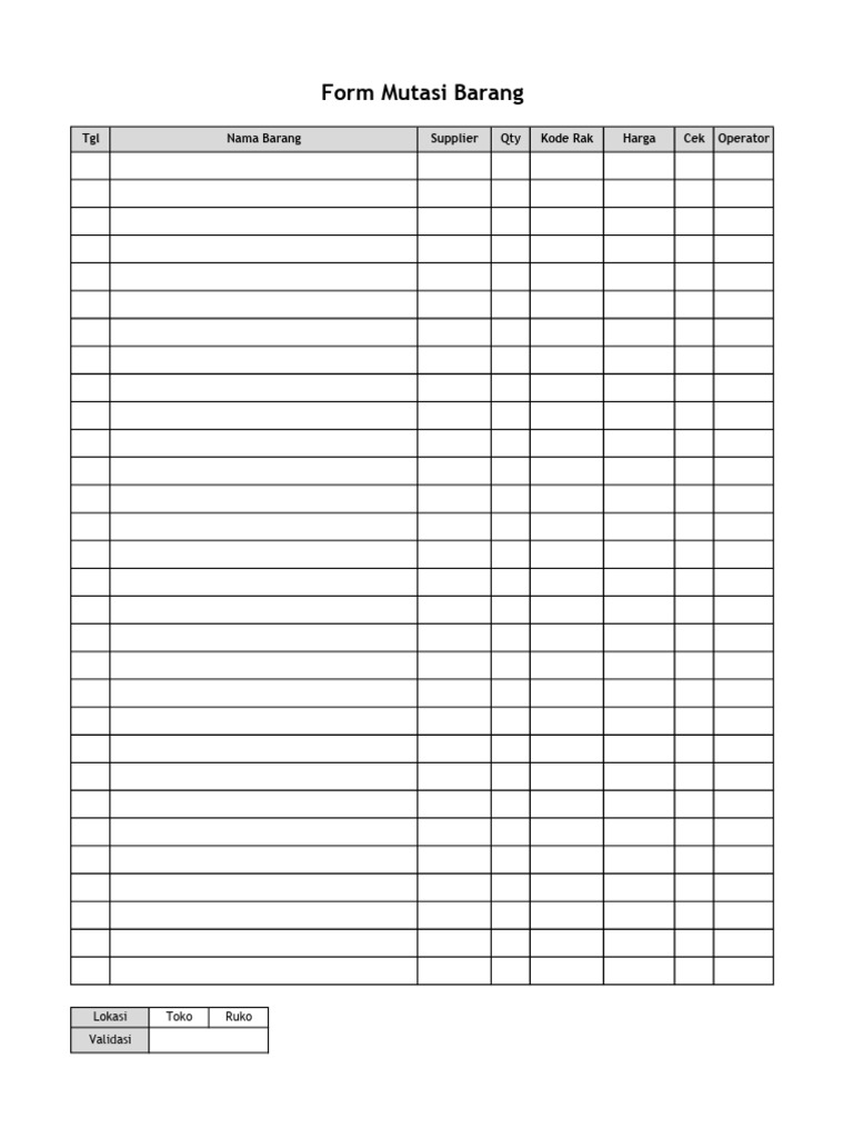 Form Mutasi Barang | PDF