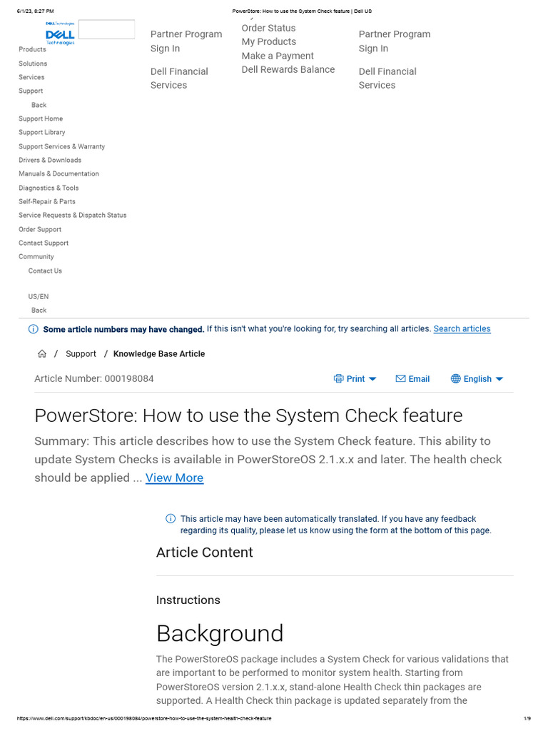 PowerStore - How To Use The System Check Feature - Dell US | PDF | User Interface | System Software