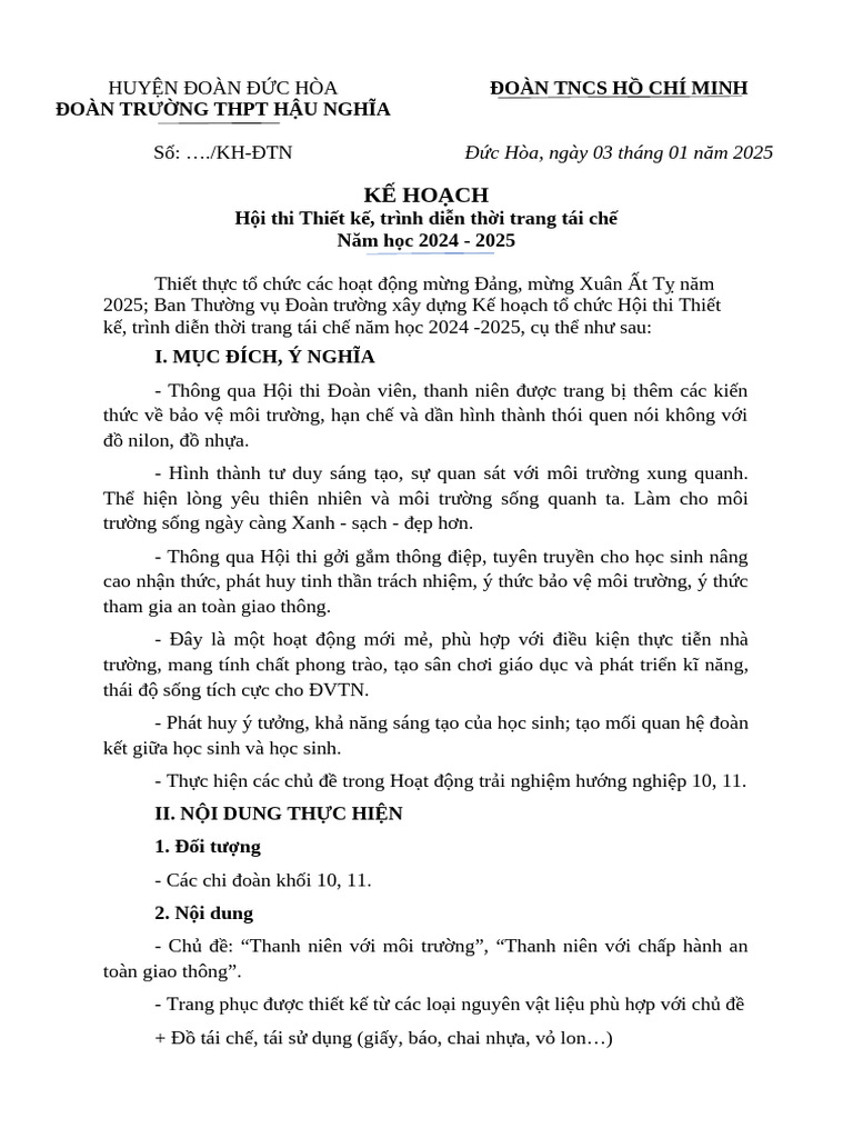 KH - Hs Trang Phuc Tai Che - 2025 | PDF