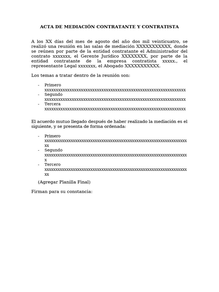 Ejemplo Acta de Mediacion | PDF