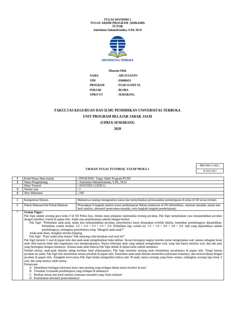 TTM 2_9A_ARI SUSANTO_836686431_TAP | PDF