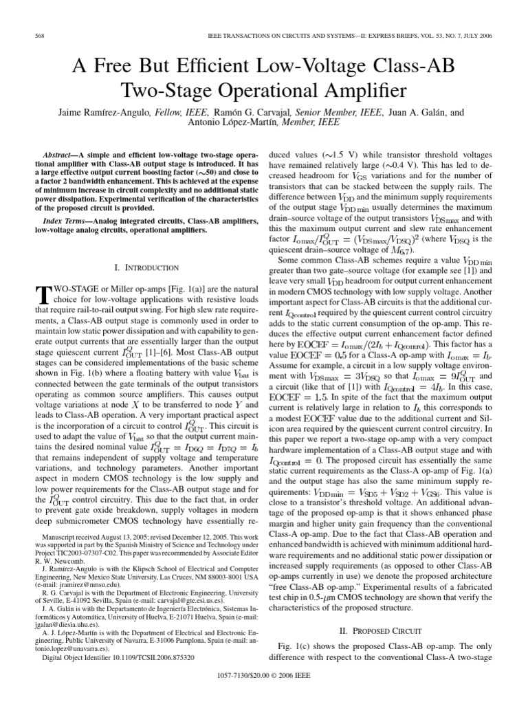 A_free_but_efficient_low-voltage_class-AB_two-stage_operational_amplifier | PDF | Operational ...