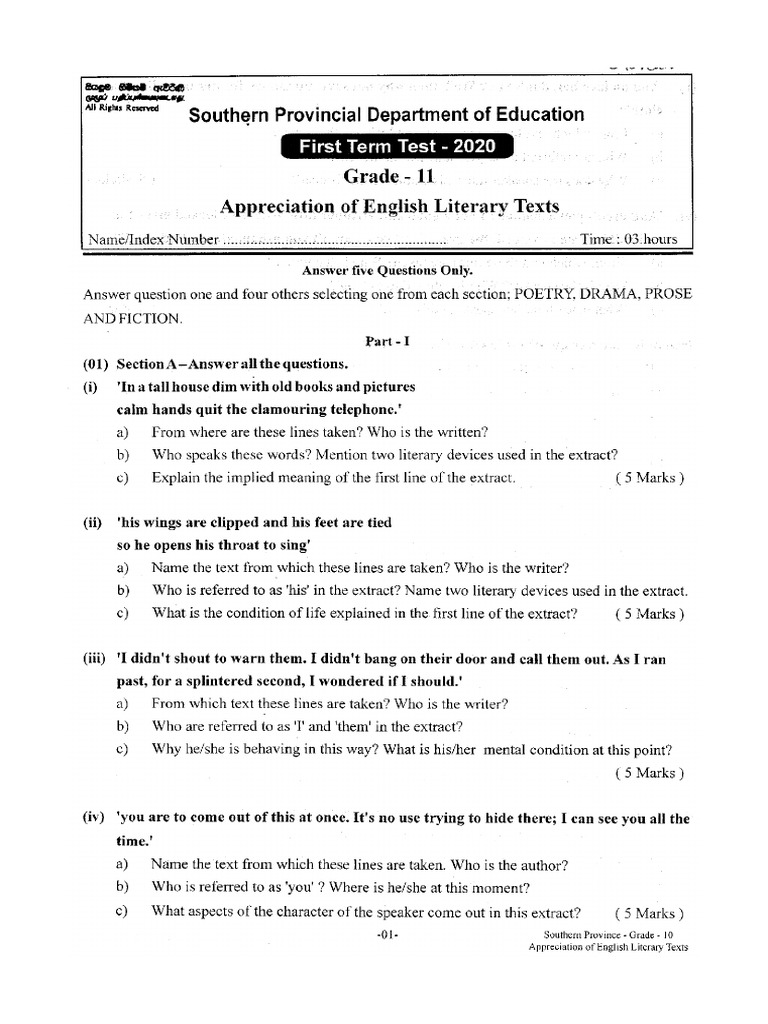 Grade 11 Past Papers Collection | PDF | Linguistics