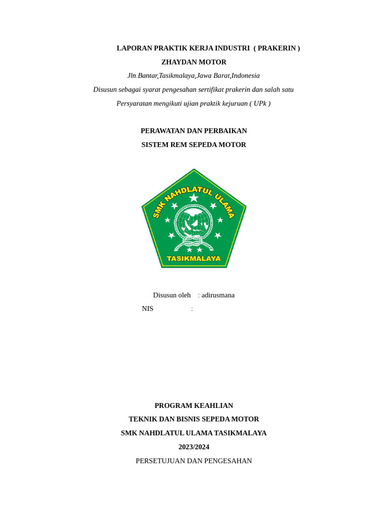 LAPORAN PRAKTIK KERJA INDUSTRI | PDF