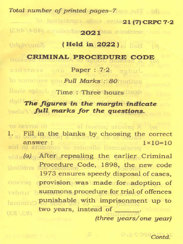 5yr LLB21 7th sem CPC | PDF