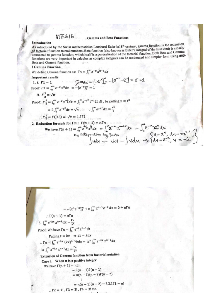 MTS 316 GAMMA AND BETA FUNCTION - Compressed | PDF