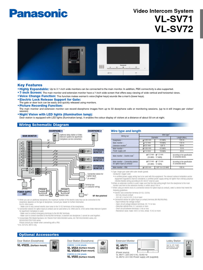 VL SV72 SpecSheet | PDF | Power Supply | Electrical Wiring