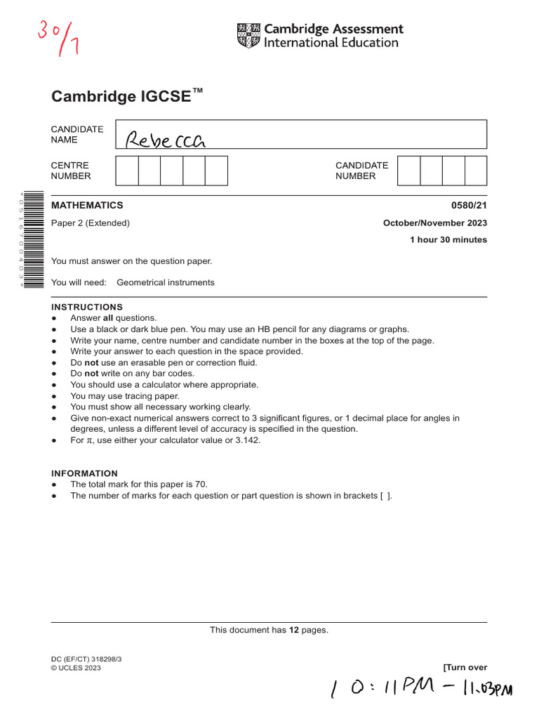 0580_w23_qp_21 | PDF | Mathematics | Elementary Geometry