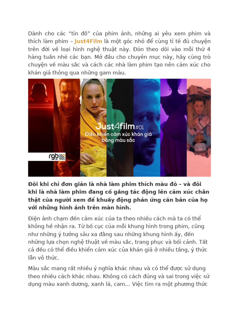 Ý nghĩa của màu sắc trong phim | PDF