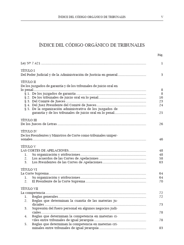 Índices Códigos Procesales Civil y Penal | PDF | Ley Pública | Judicaturas