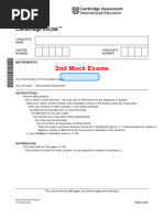 Cambridge IGCSE 0580 Mathematics Specimen Mark Scheme 2 For Examination ...