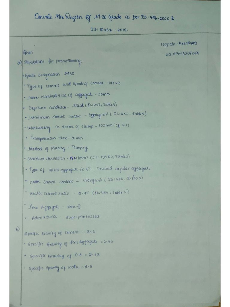 2019B4A20835H Mix Design M30 | PDF