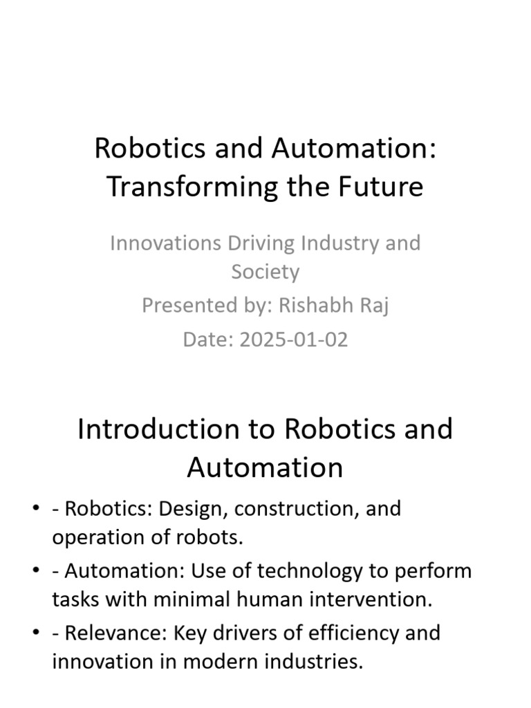 Updated Robotics and Automation Presentation | PDF