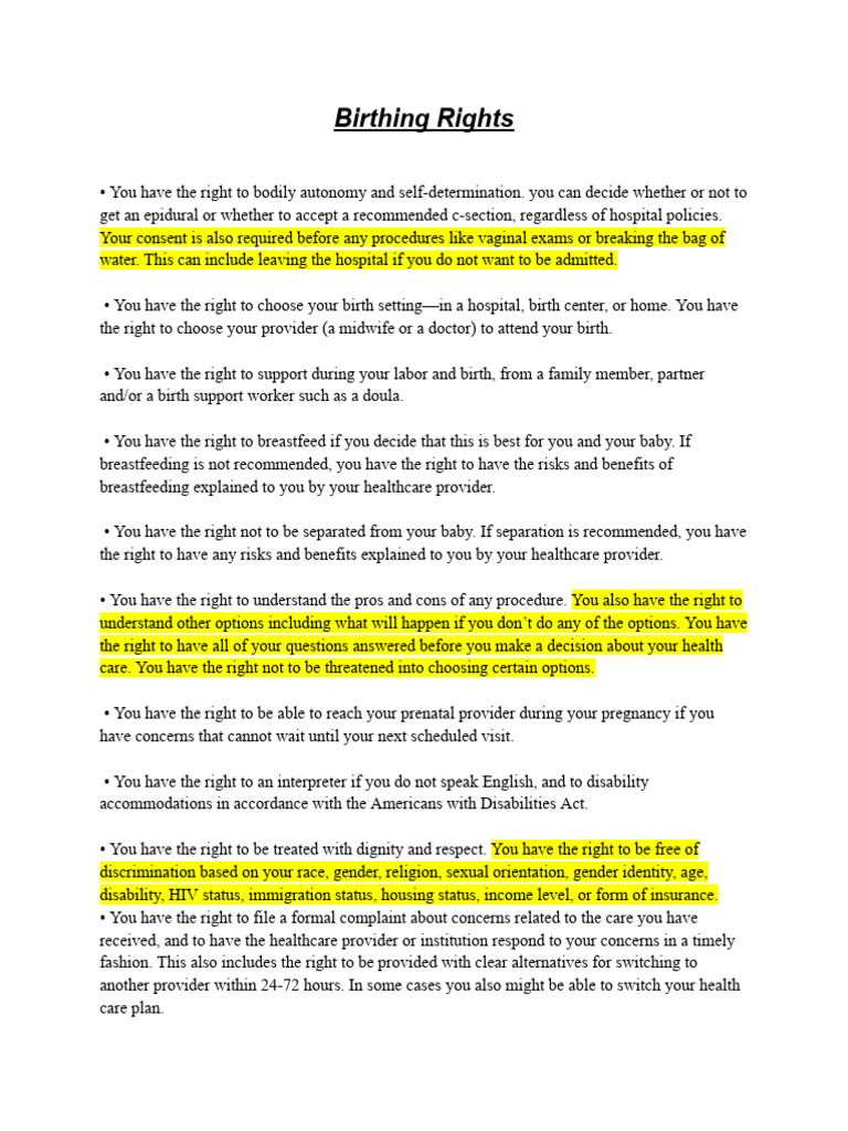 Birthing Rights 2 | PDF | Childbirth | Breastfeeding