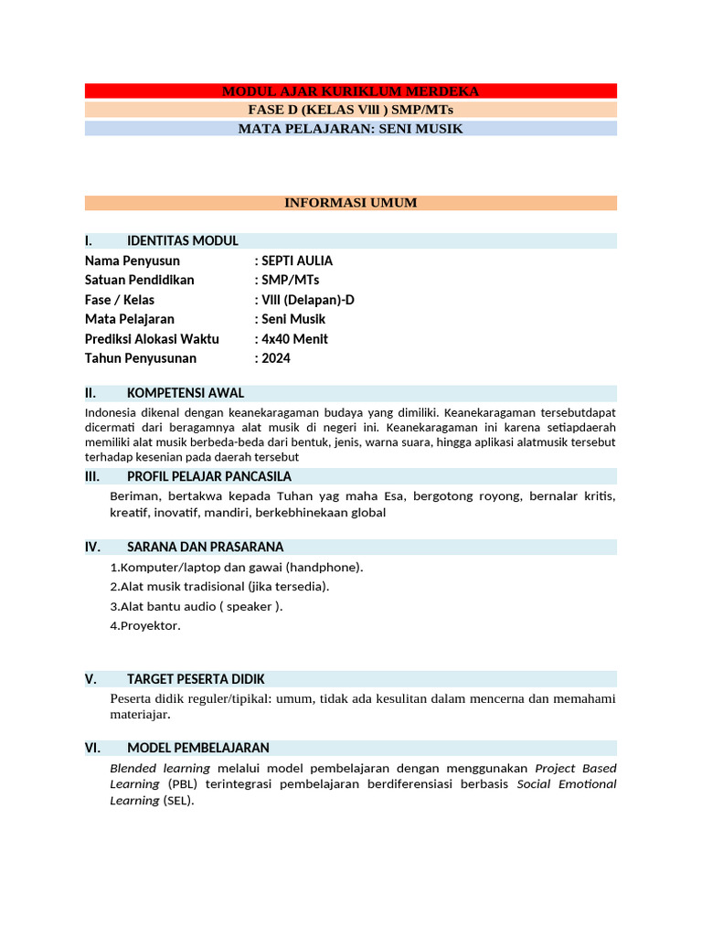 MODUL AJAR SEPTI | PDF