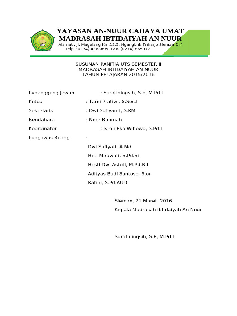 Susunan Panitia TKM | PDF