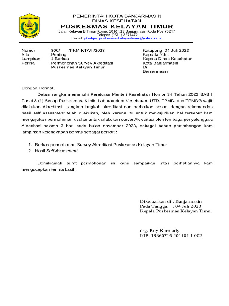 Surat Pengantar Pengajuan Akreditasi | PDF