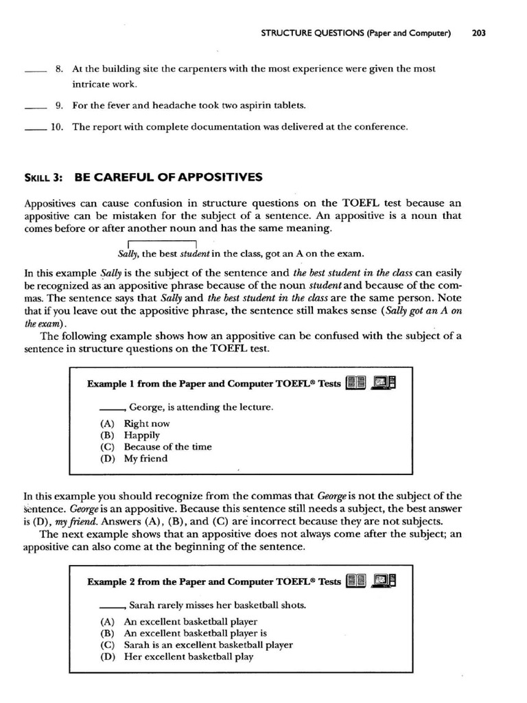 ENGLISH TOEFL Structure (Skill 3-4) | PDF