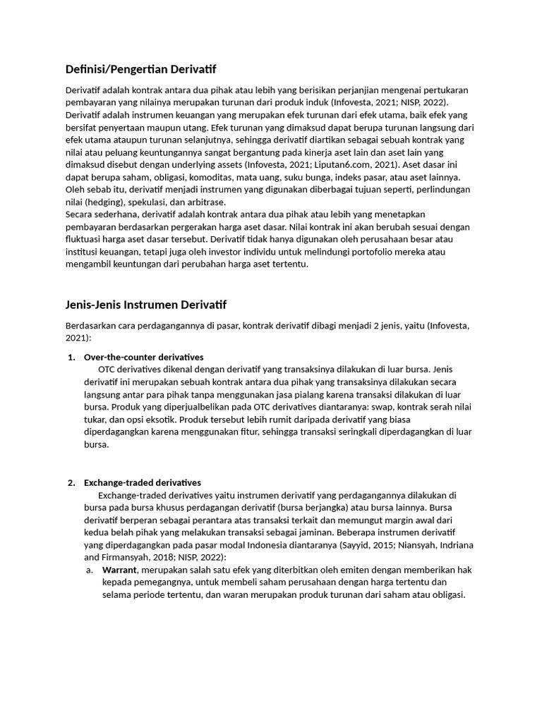 Definisi Dan Jenis-Jenis Derivatif | PDF