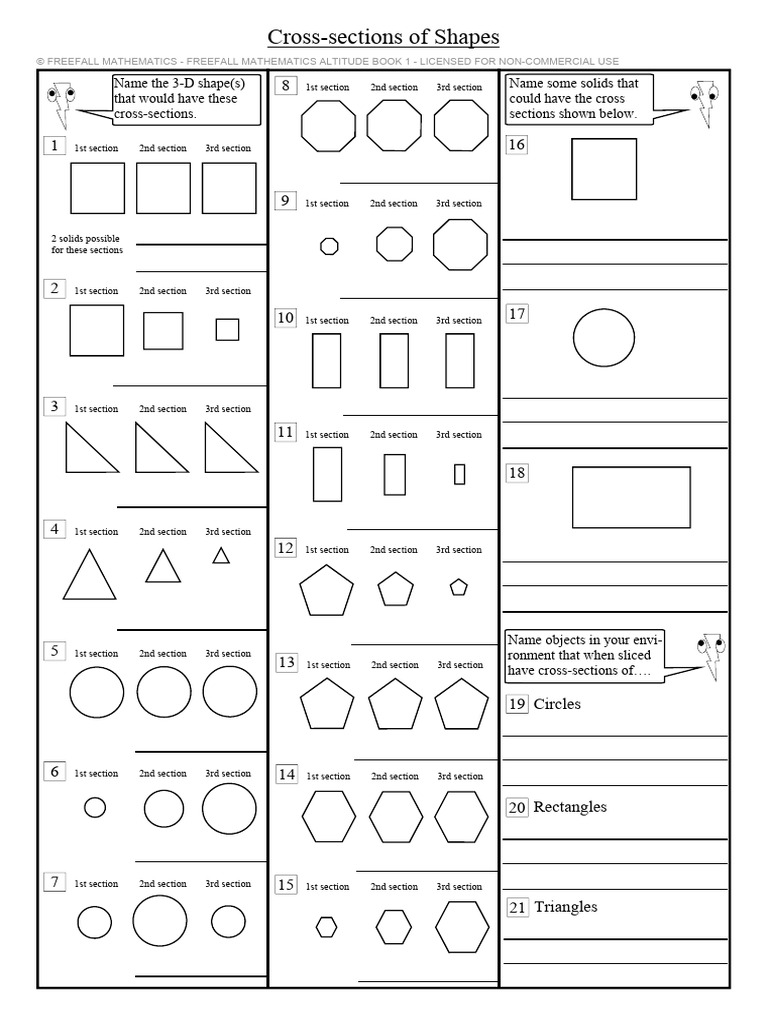 Cross-Sections of 3D Shapes | PDF